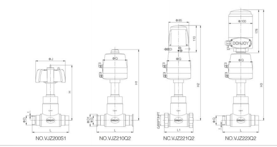Donjoy Stainless Steel pneuamtic globe valve with tri clamp end