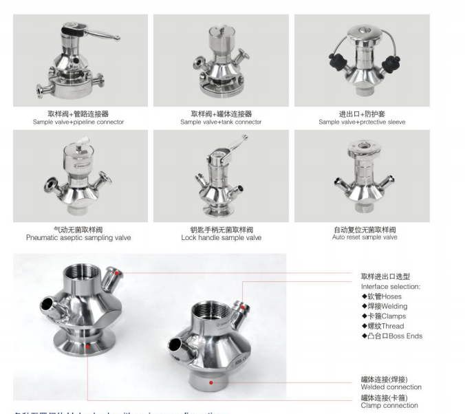 sanitary level aseptic sampling valves with DN50 tank connector