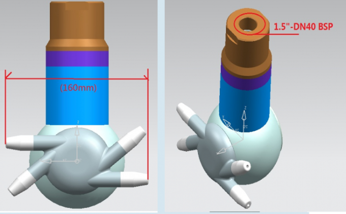 8MM Hygienic Sus316 Rotary Spray Ball 360° Jet Head