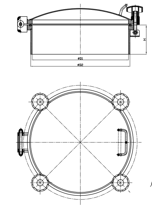 Φ600mm Sanitary Grade Tank Manway With Sight Glass
