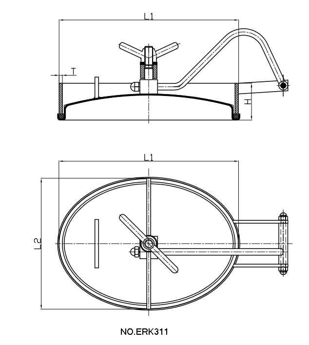 Ss316 Elliptical Inward Opening Pressure Tank Manhole Cover 435×335mm