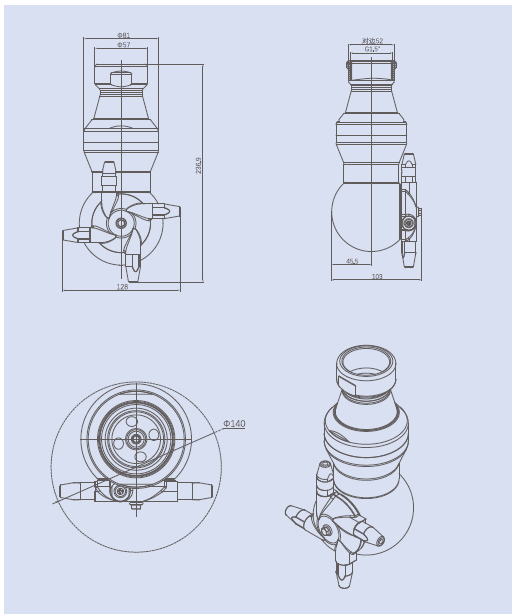 2" Tri Clamp Big Tank Rotary Head Jet / Donjoy Spray Balls